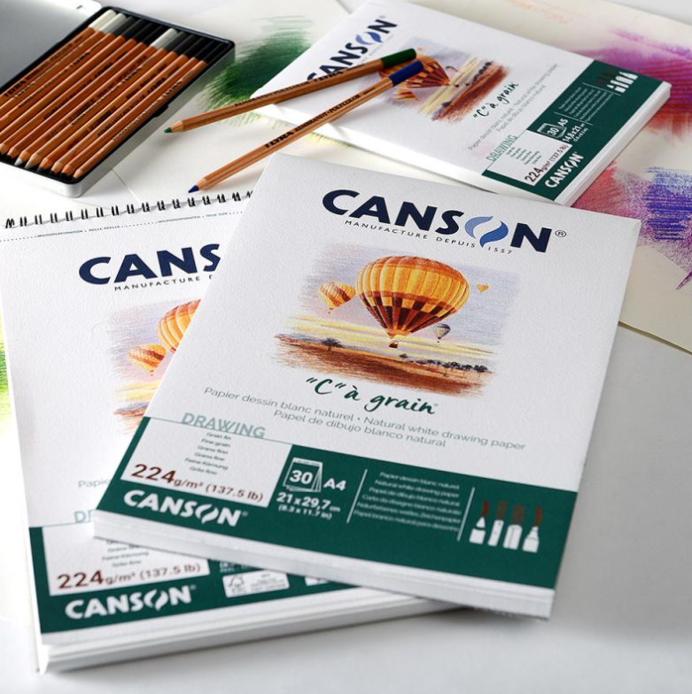 Canson "C" à grain Natural White Drawing Pad - Fine Grain 224gsm A4 - – CraftOnline