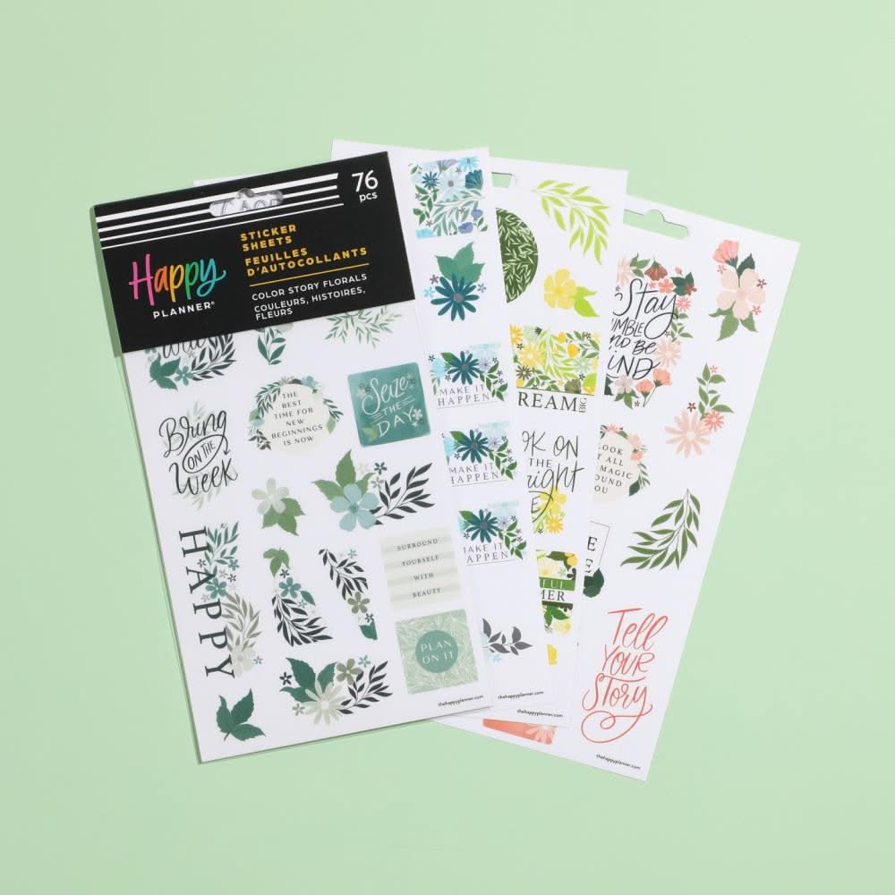 Happy Planner Sticker Sheets 5/Sheets Colour Story Florals, 76 Pieces ...