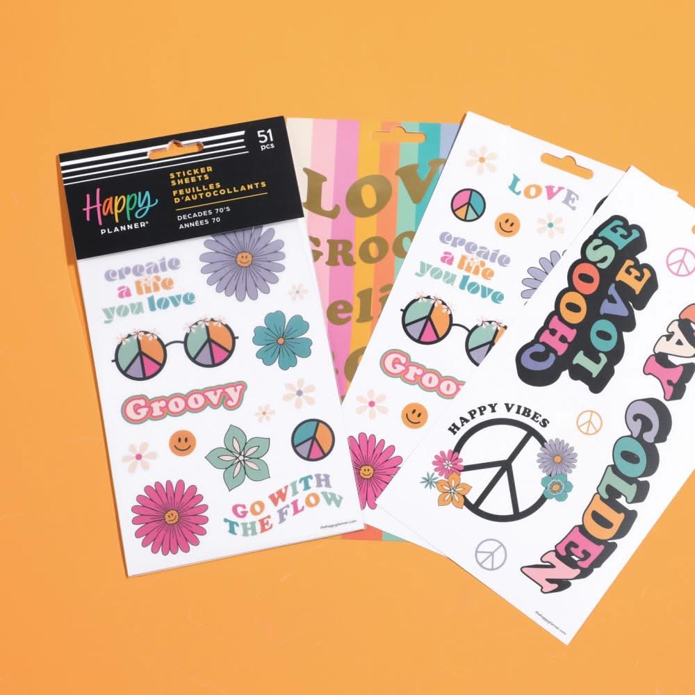 Happy Planner Sticker Sheets 5/Sheets Decades 70s, 51 Pieces* – CraftOnline