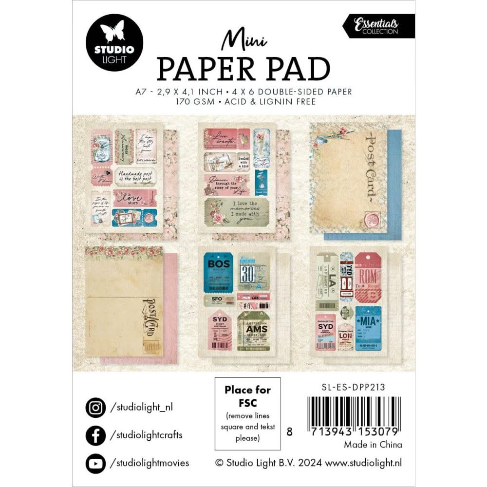 Studio Light Essentials Mini Paper Pad 3"X4" 24/Pkg Nr. 213, Write It ...