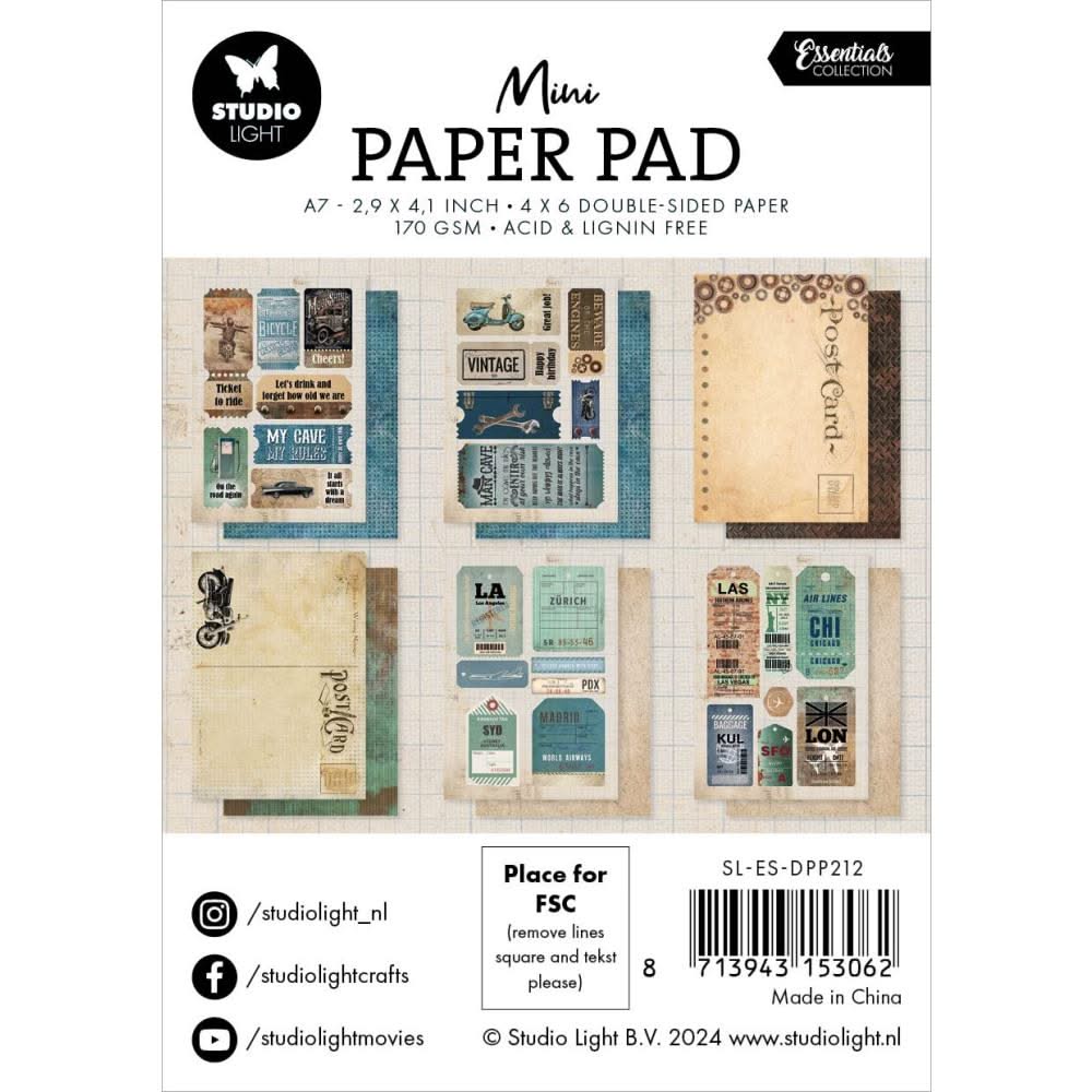 Studio Light Essentials Mini Paper Pad 3"X4" 24/Pkg Nr. 212, On The Ro ...