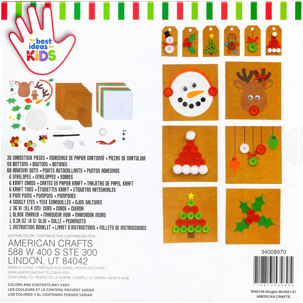 Colorbok Kids Christmas Holiday Card Kit Button Craft – CraftOnline