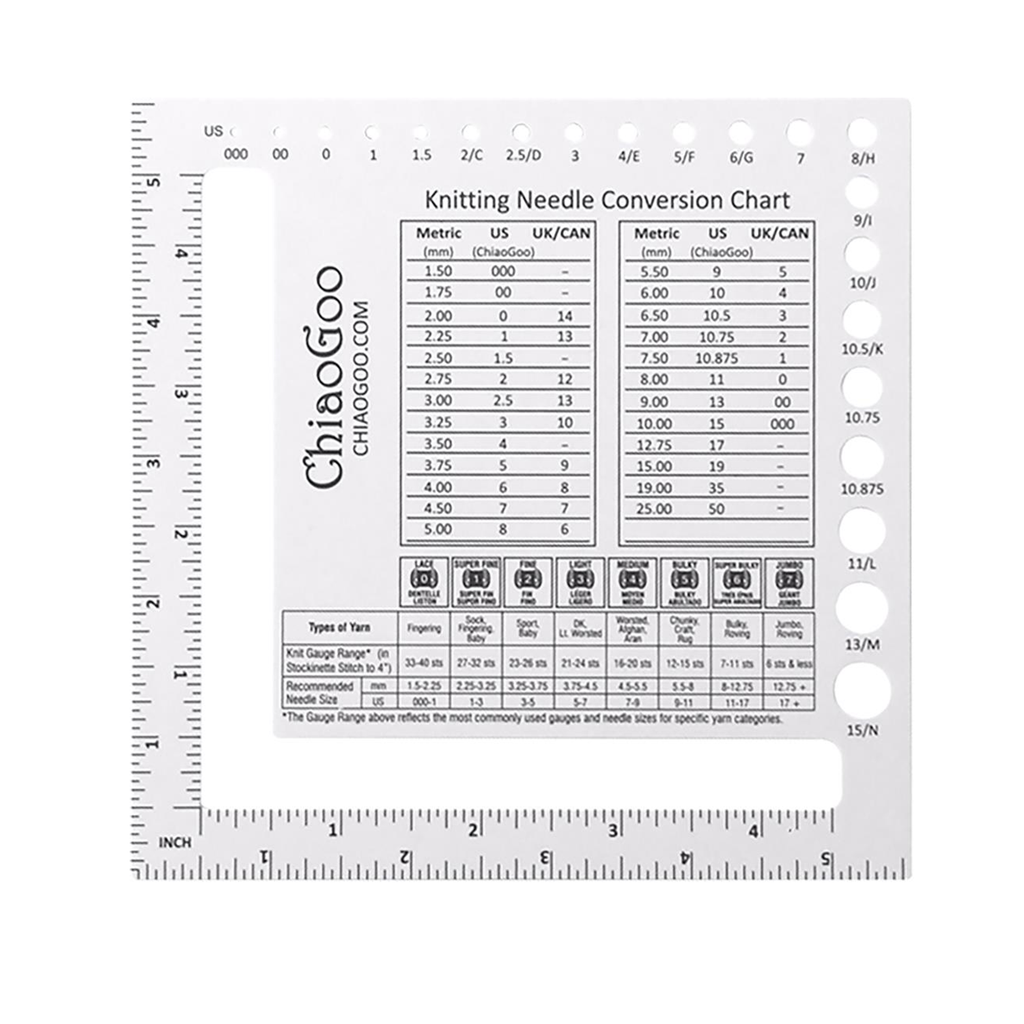 ChiaoGoo Swatch/Needle Gauges 5.5" (14 cm) Square – CraftOnline