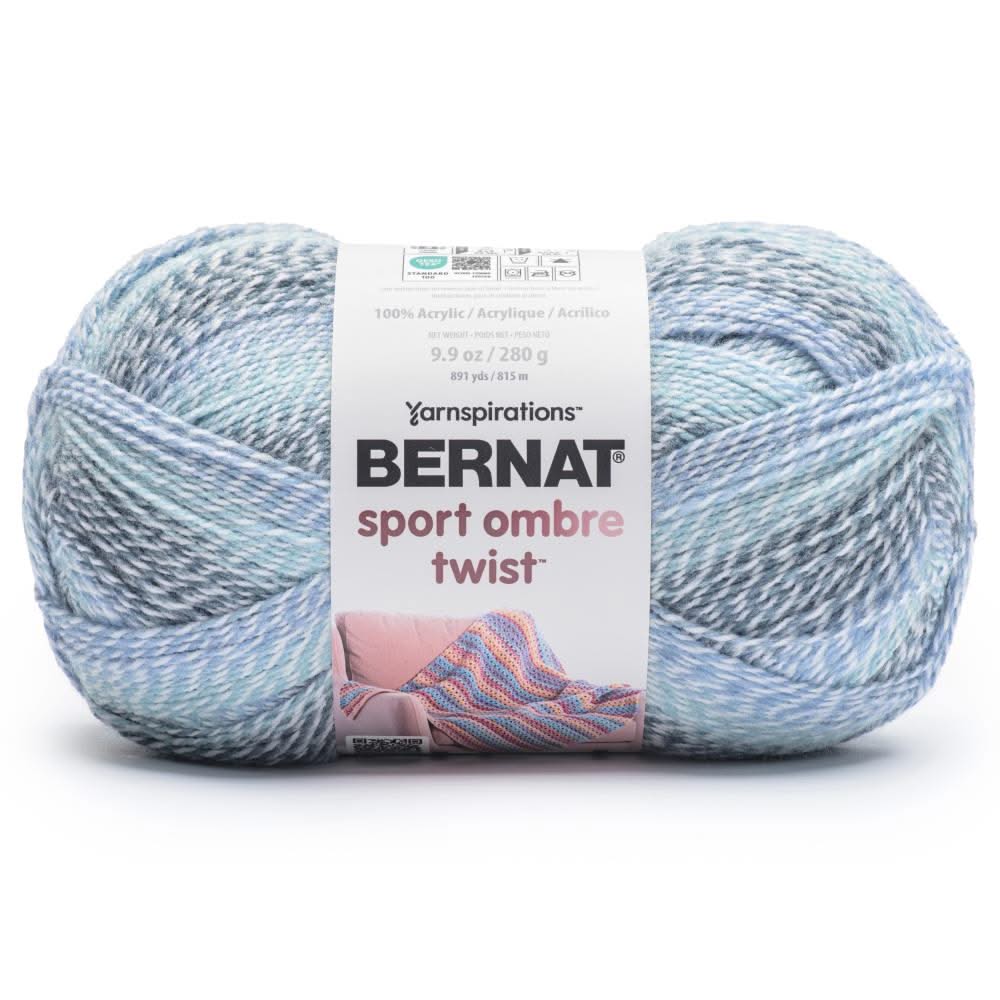 Bernat Sport Ombre Twist Periwinkle Blue Yarn | 100% Acrylic Crochet ...