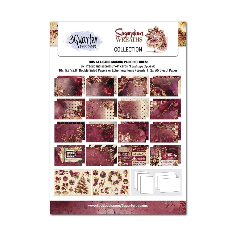 3 Quarter Designs 6"x 4" Card Making Pack - Sugarplum Wreaths – CraftOnline