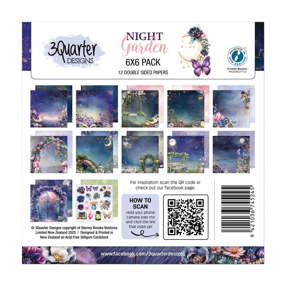 3 Quarter Designs Paper Pack 6×6 - Night Garden | Scrapbooking ...