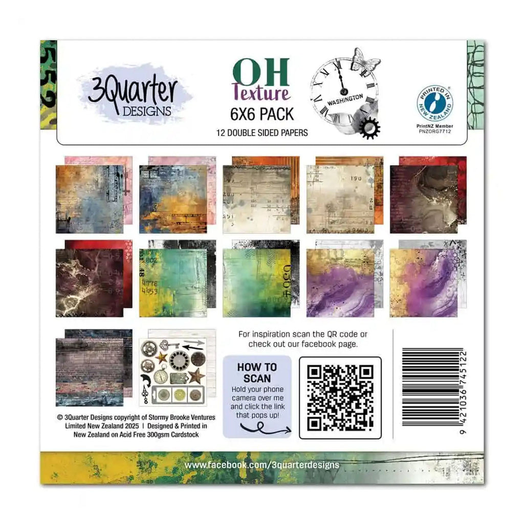 3 Quarter Designs Scrapbook Paper Pack 6" x 6" - Oh Texture – CraftOnline