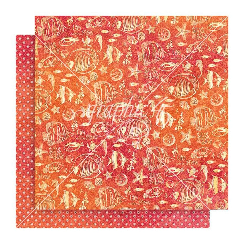 Graphic 45 Seas The Day Double-Sided Cardstock 12"x 12" - Hugs & Fishe ...