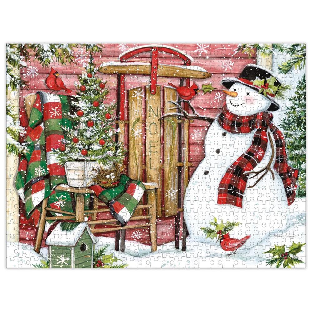 Lang Jigsaw Puzzle 500 Pieces 24"X18" Snowman & Sled – CraftOnline