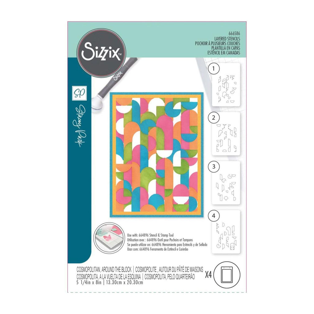Sizzix A6 Layered Cosmopolitan Stencils By Stacey Park 4/Pkg - Around ...