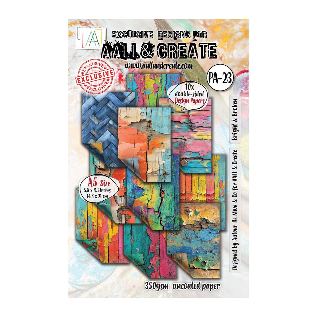 Aall & Create A5 Design Paper 10 Pack #23 - Bright & Broken – CraftOnline