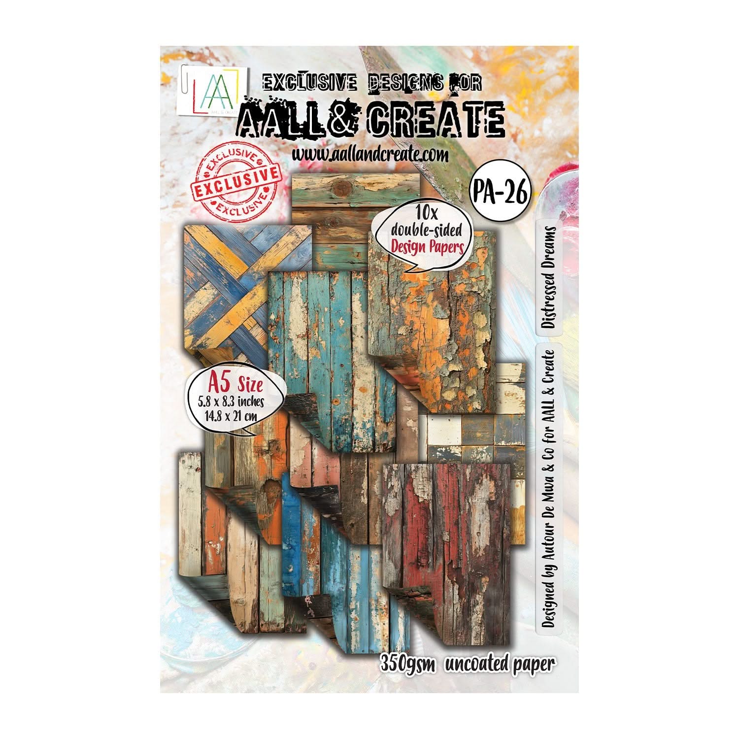Aall & Create A5 Design Paper 10 Pack #26 - Distressed Dreams – CraftOnline