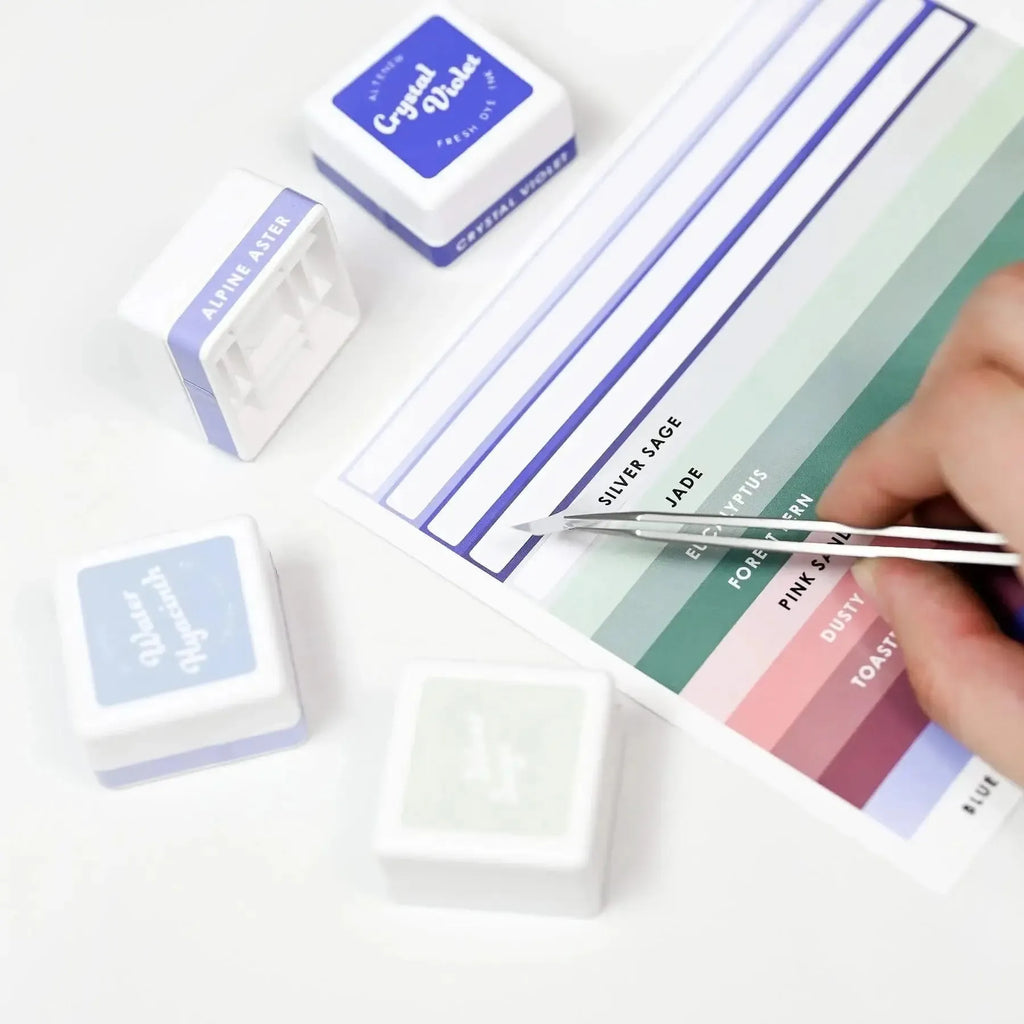 Altenew Mini Ink Cubes Label Set - Blue Mountains, Frosted Foliage, Wo ...