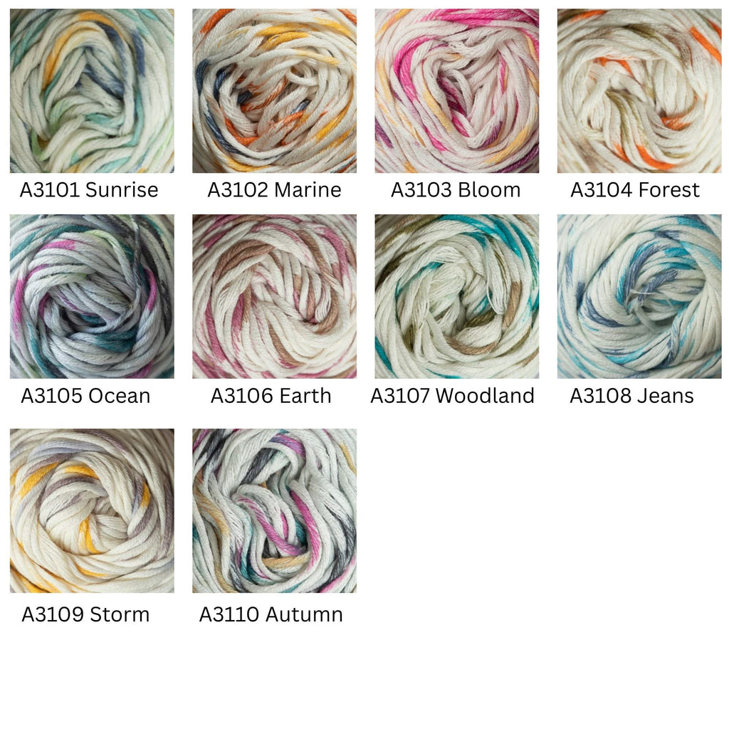 Fiddlesticks Ashton 100% Cotton Yarn 100g - Autumn