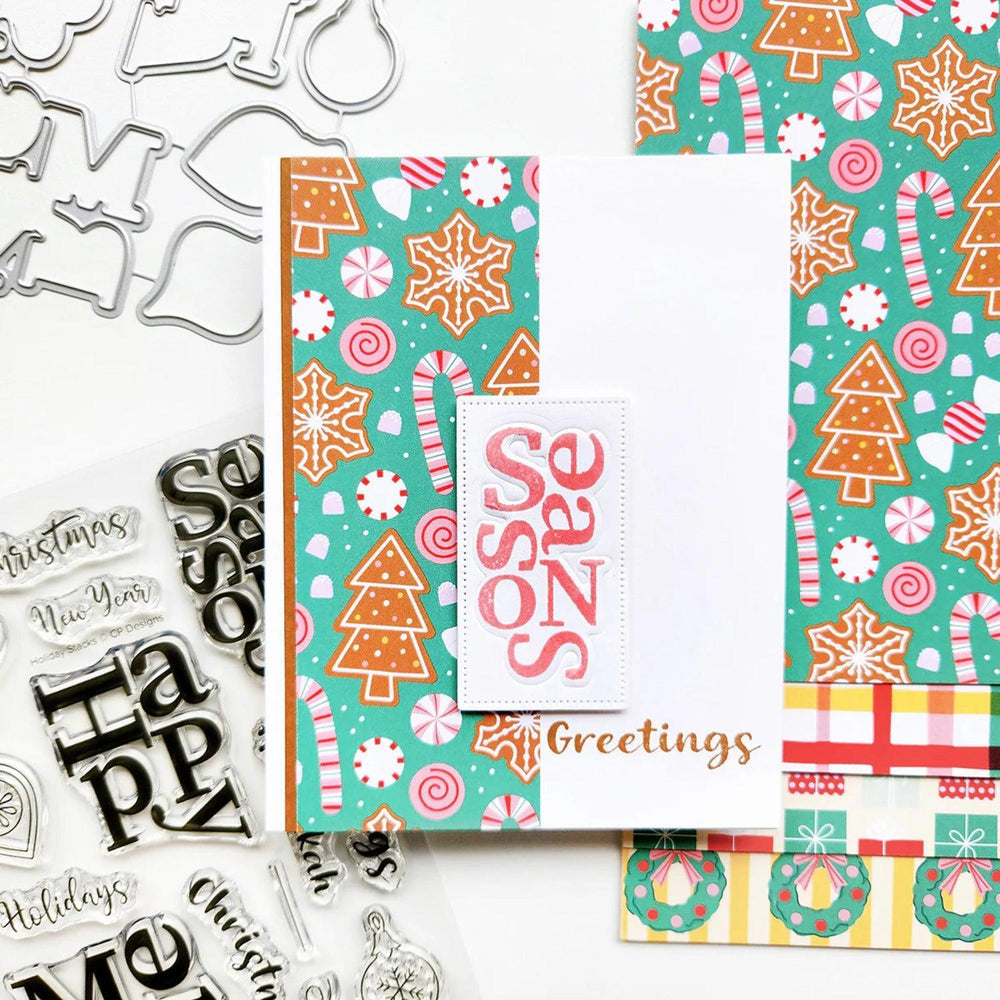 Catherine Pooler Stamp & Die Bundle - Holiday Stacks Sentiments ...