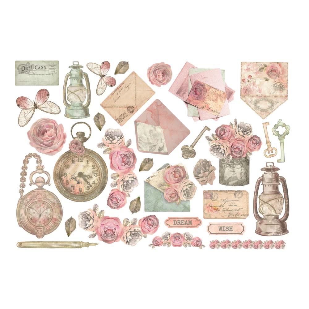 Stamperia Cardstock Ephemera Adhesive Paper Cut Outs - Shabby Rose ...