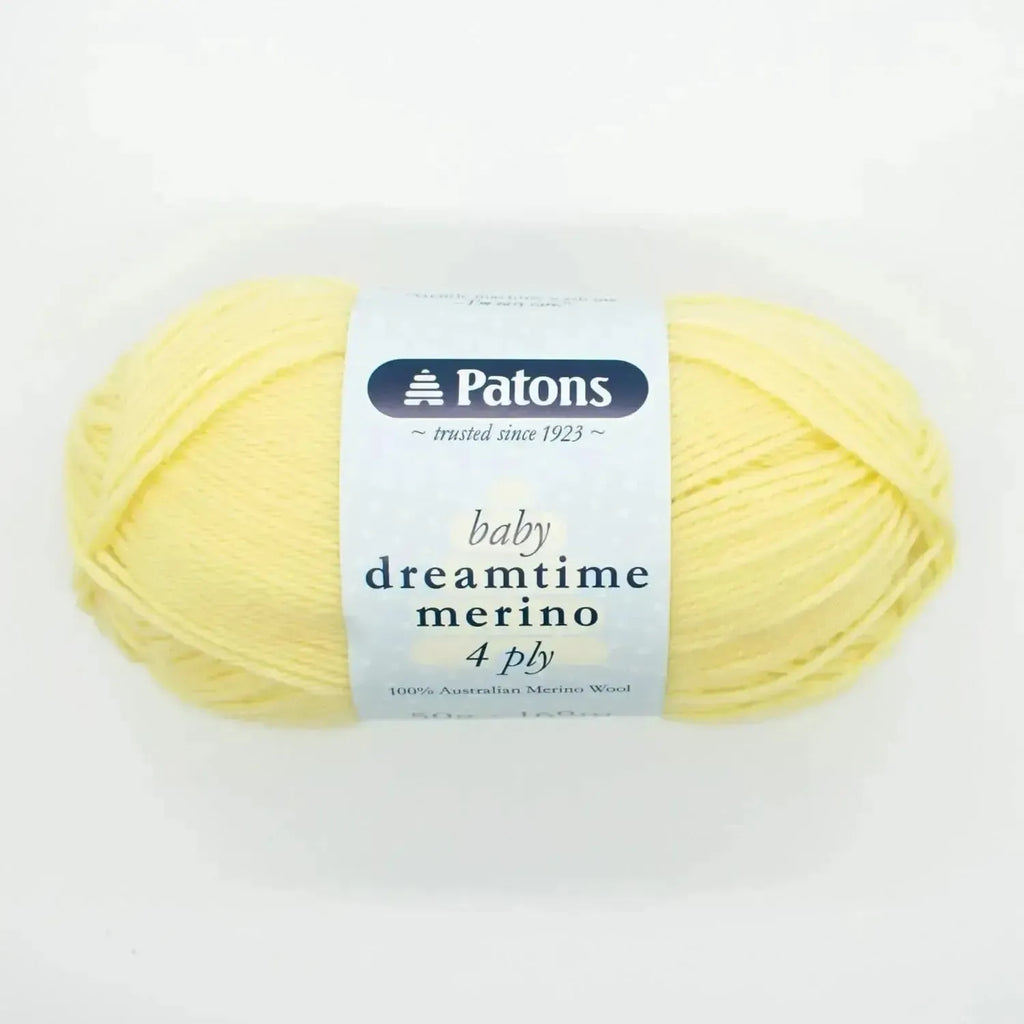 Soft 4ply Merino Wool – Patons Dreamtime Yarn Lemon 50g – CraftOnline