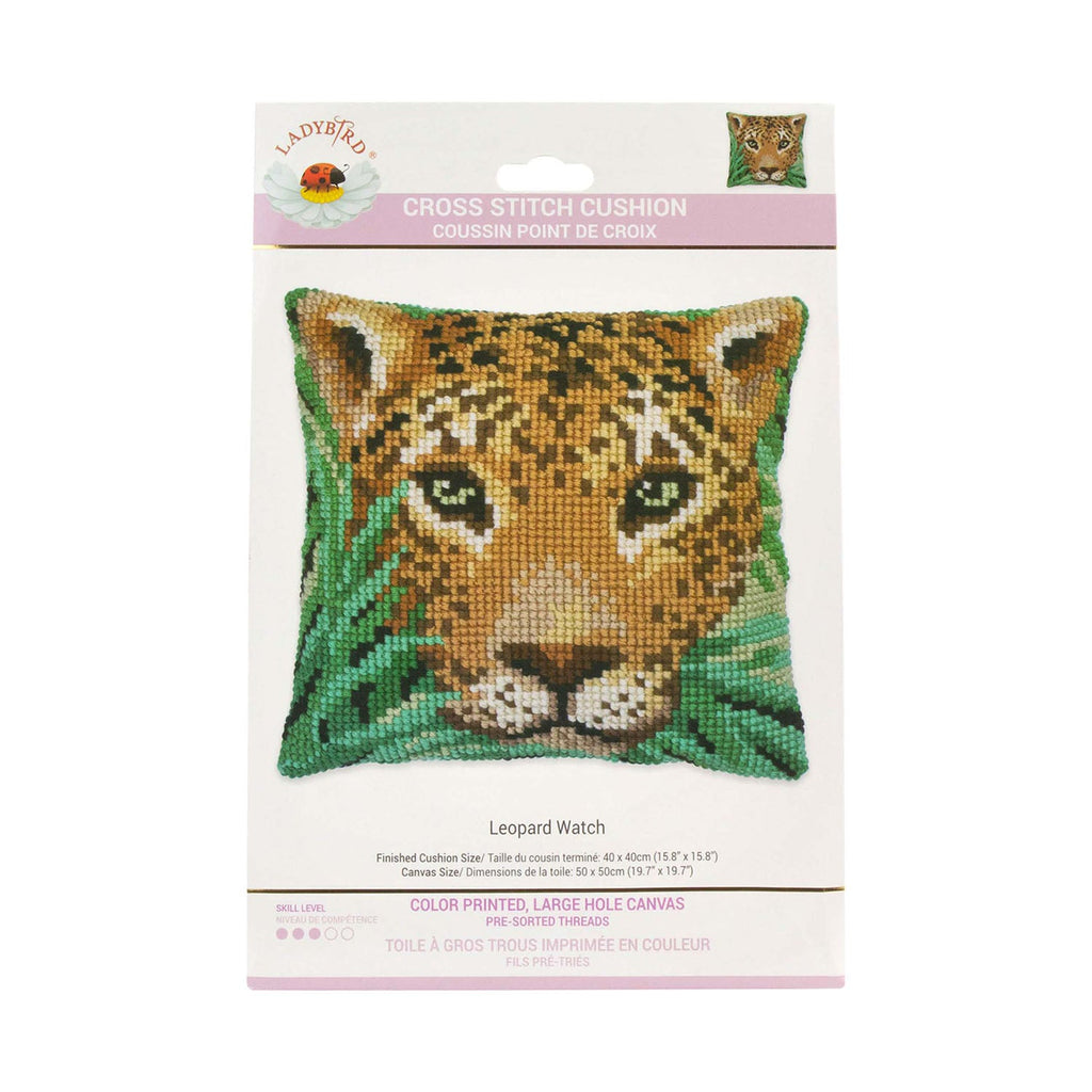 Lady Bird Designs Sudan Tapestry Cushion Kit 40x40cm - Leopard Watch ...