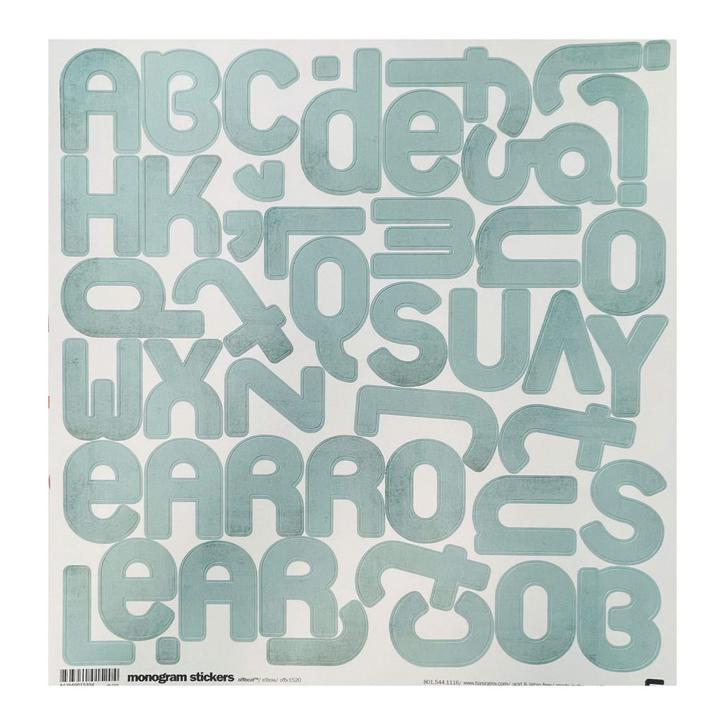 Basic Grey 12"x 12" Single Sheet Cardstock Stickers - Monogram - Offbe ...