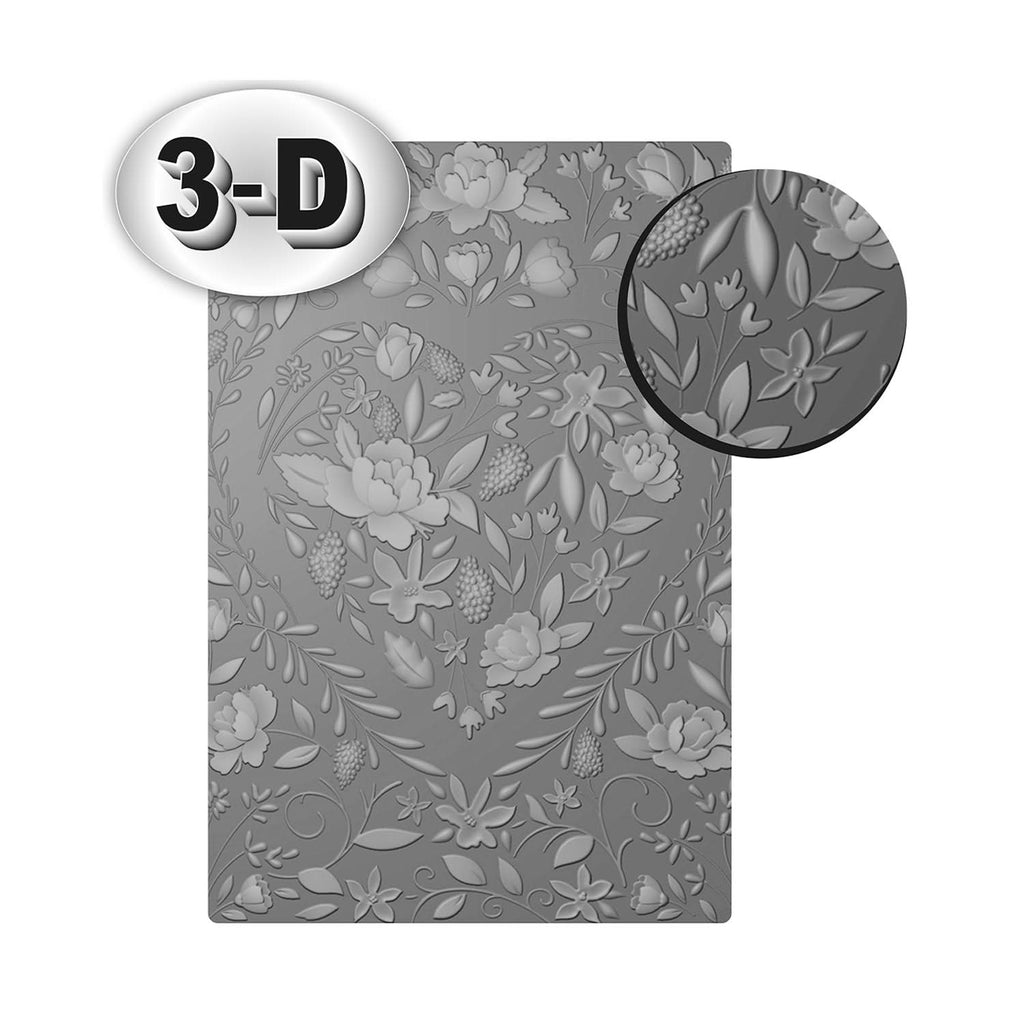 Poppy Crafts 3D Embossing Folder #165 - Floral Heart – CraftOnline