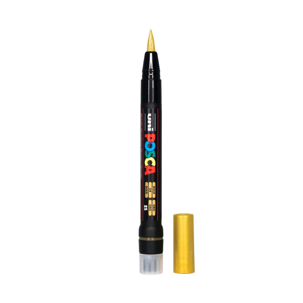 POSCA Brush Tip Paint Marker Pen PCF-350 - Metallic Gold – CraftOnline