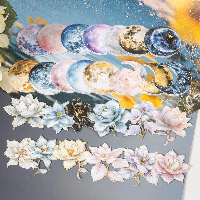 Poppy Crafts Flowers Reflect Under The Moon Paper Stickers - Luna Moon ...