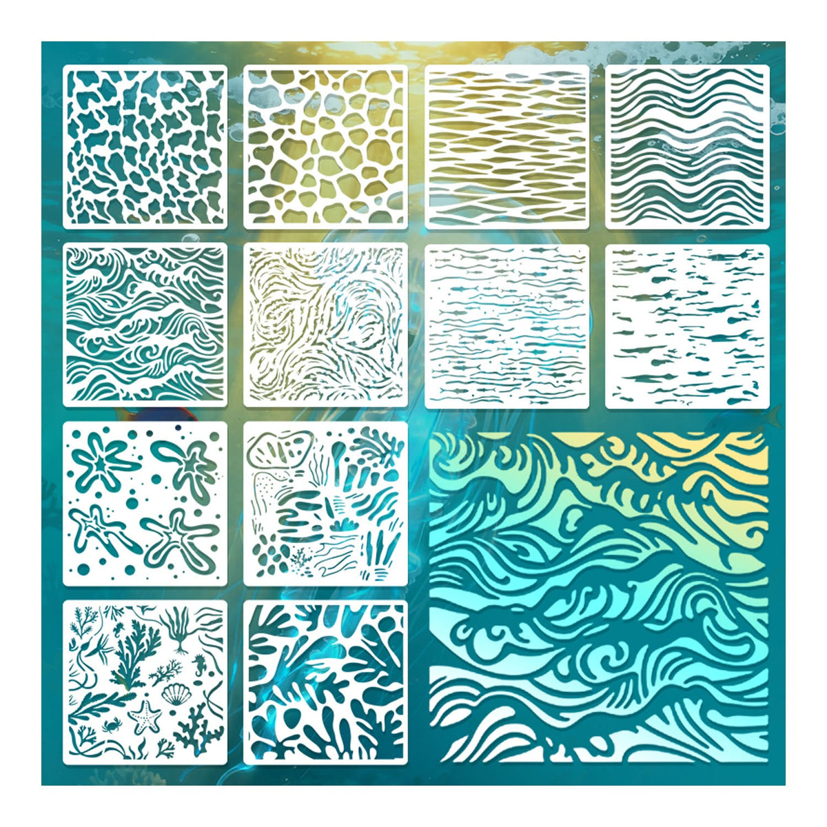 Poppy Crafts Ocean Textures Stencil Kit #131 | CraftOnline