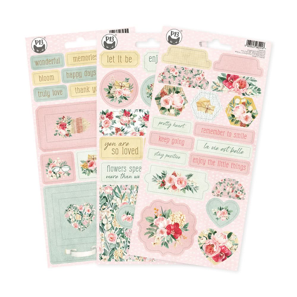 P13 Flowerish Chipboard Stickers 4.1"X8.7" #01* – CraftOnline