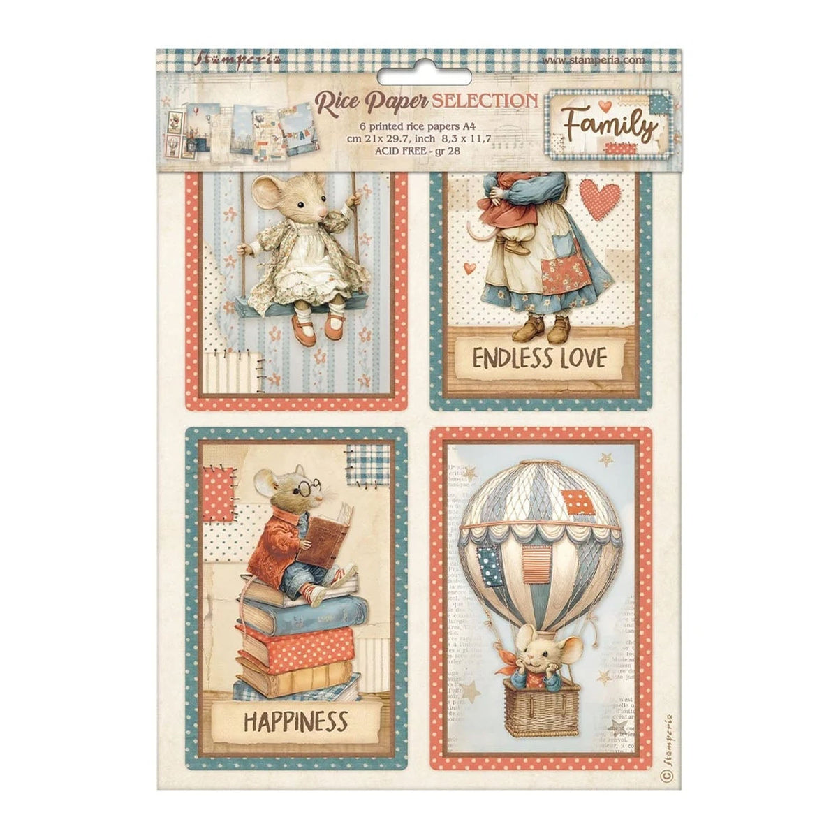 Stamperia Rice Paper Selection Family A4 Set of 6 | CraftOnline