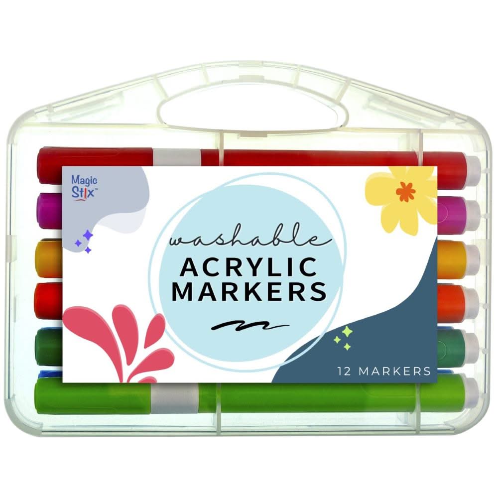 Kwik Stix Magic Stix Washable Acrylic Markers 12/Pkg Assorted Colours ...