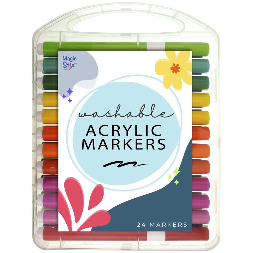 Kwik Stix Magic Stix Washable Acrylic Markers 24/Pkg Assorted Colours ...
