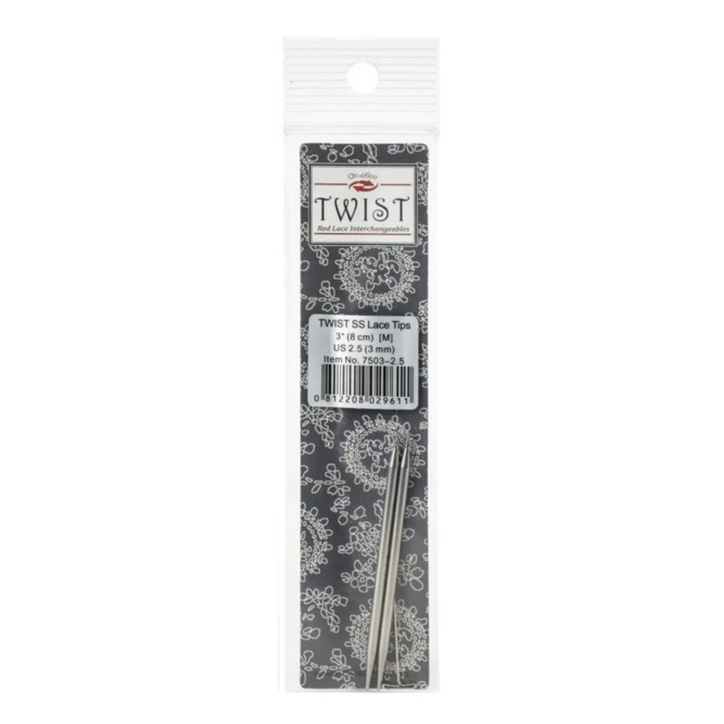 ChiaoGoo TWIST Stainless Steel Lace Tips - 3" (8 cm) [M] US 2.5 (3mm ...