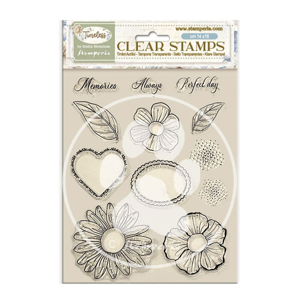 Stamperia Acrylic Clear Stamps - Timeless - Flowers & Hearts – CraftOnline