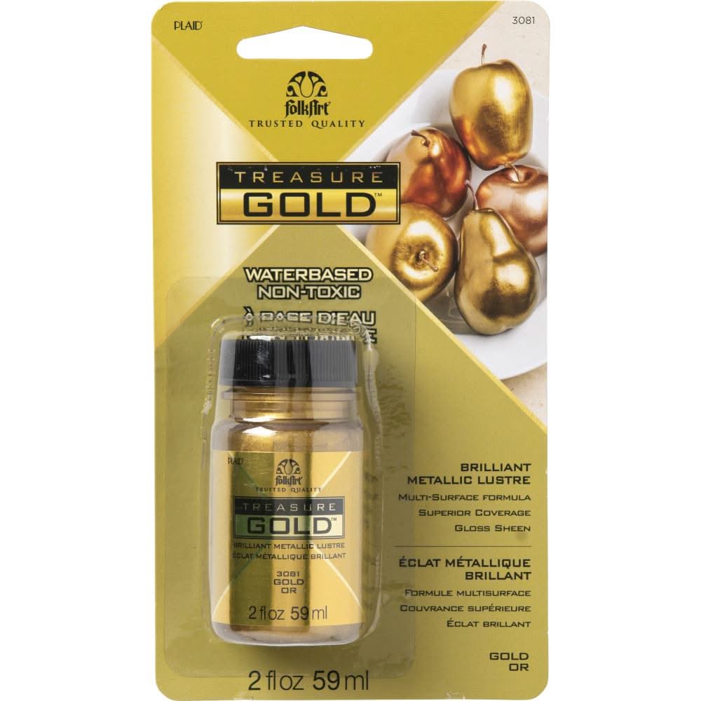 FolkArt Treasure Gold Paint – 2oz Metallic Texture Paint for Crafts ...