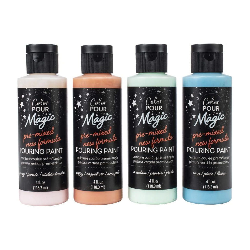 American Crafts Color Pour Magic Pre-Mixed Paint Kit 4/Pkg - Poppy Fie ...