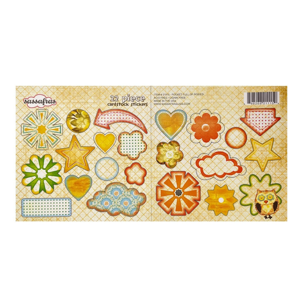 Sassafras - 22 Piece Cardstock Stickers - Pocket Full of Rosies ...