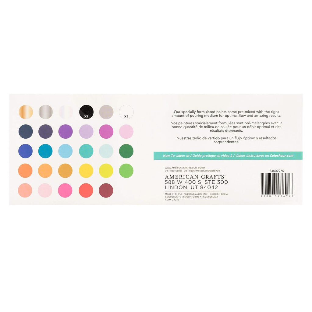American Crafts Color Pour Pre-Mixed Paint Kit 32 pack* – CraftOnline