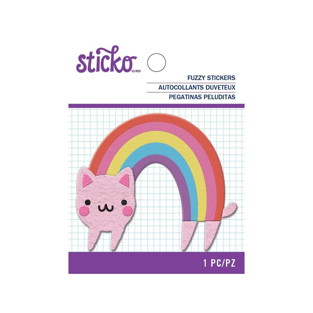 American Crafts - Sticko - Fuzzy Stickers - Rainbow Cat – CraftOnline