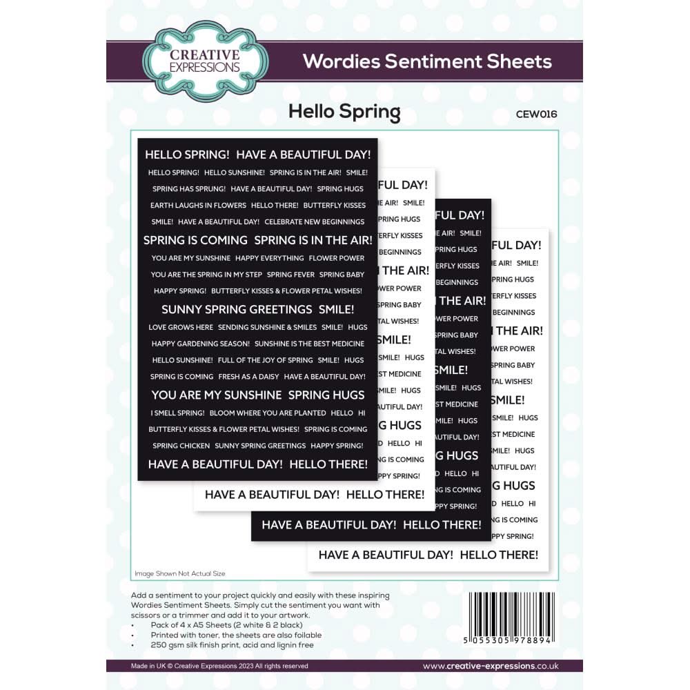 Creative Expressions Wordies Sentiment Sheets 6"X8" 4pk - Hello Spring ...