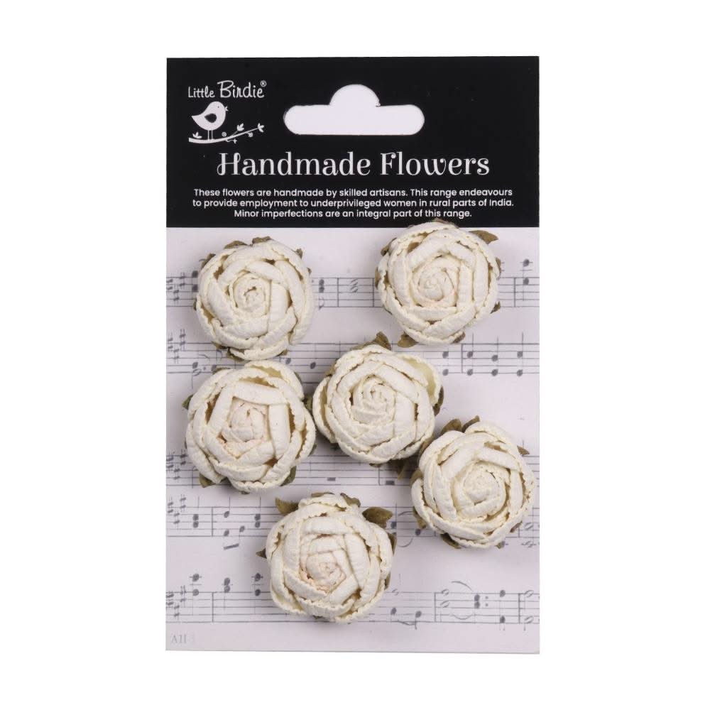 Little Birdie English Roses Paper Flowers 6/Pkg Ivory Pearl* – CraftOnline