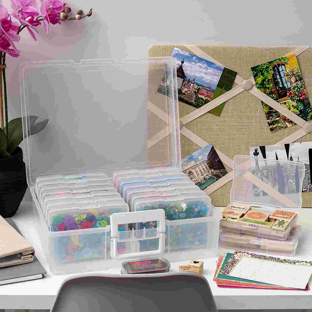 Universal Crafts Large Craft Storage Box - 4" x 6" Case 16pc - Clear ...