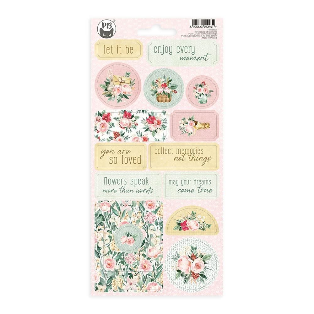 P13 Flowerish Chipboard Stickers 4.1"X8.7" #02 – CraftOnline