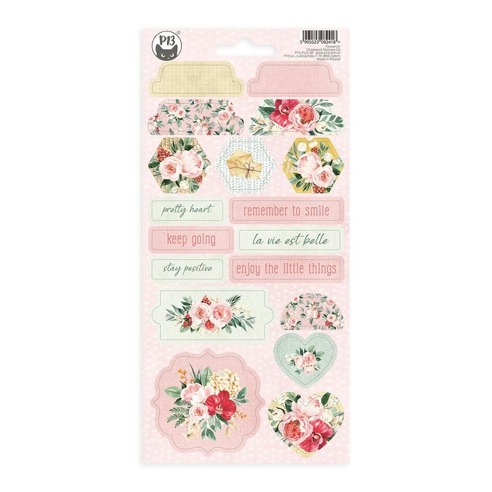 P13 Flowerish Chipboard Stickers 4.1"X8.7" #03* – CraftOnline