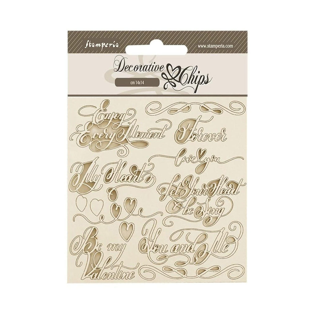 Stamperia Decorative Chips 5.5"x 5.5" - Romance Forever - Quotes ...