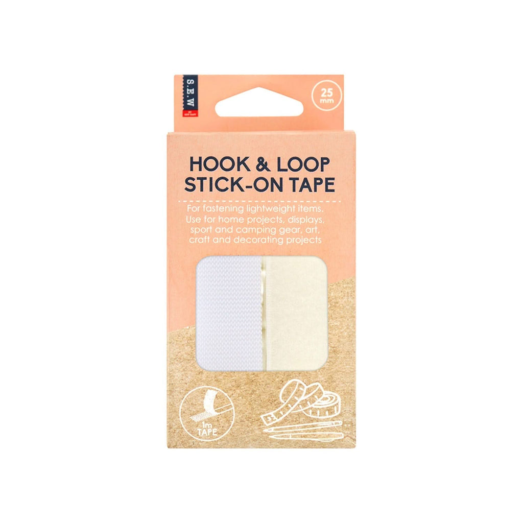 S.E.W Hook & Loop Stick-On Tape - Heavy Duty 25mm x 1m - White ...