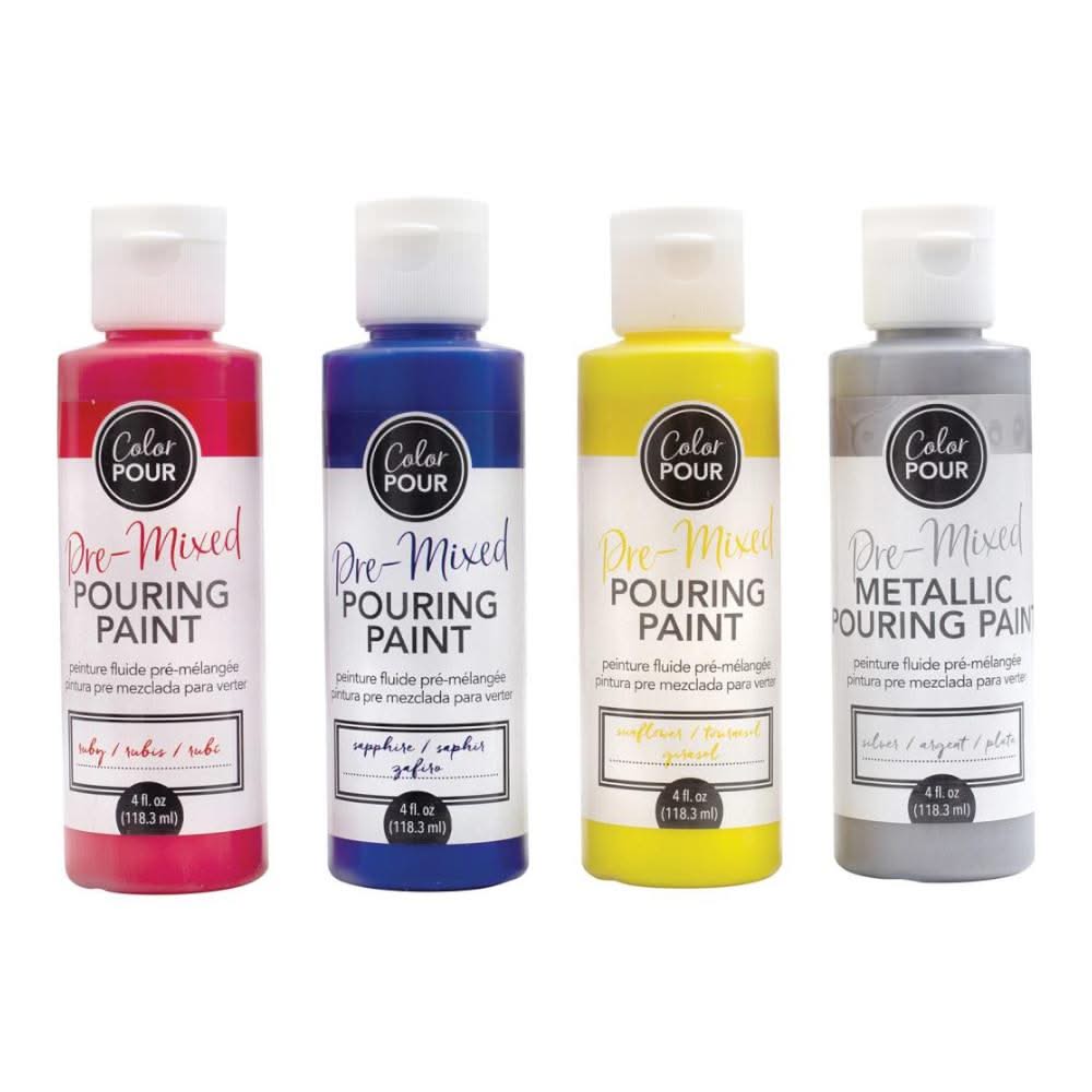 American Crafts Colour Pour Pre-Mixed Paint Kit 4 pack - Classic Colou ...
