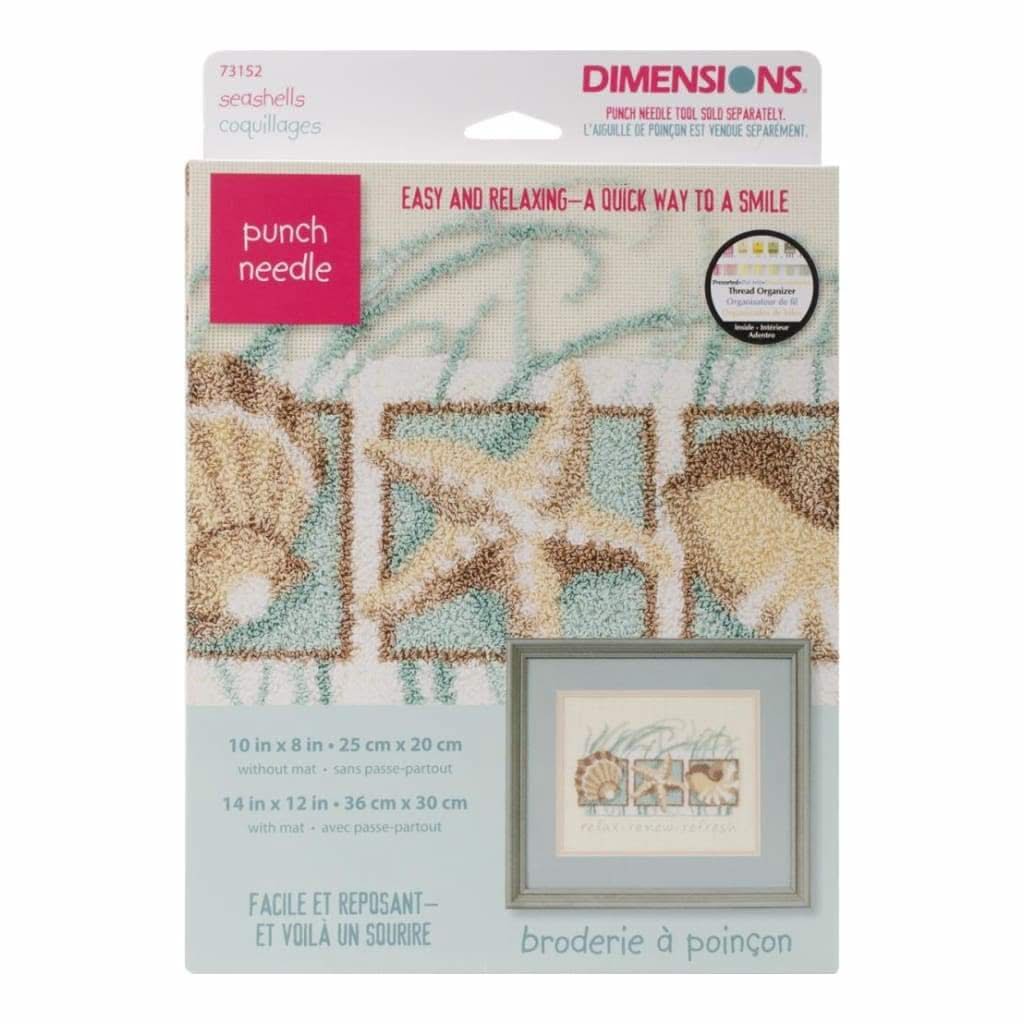 Dimensions Punch Needle Kit 10 inch X8 inch Seashells - Wishupon