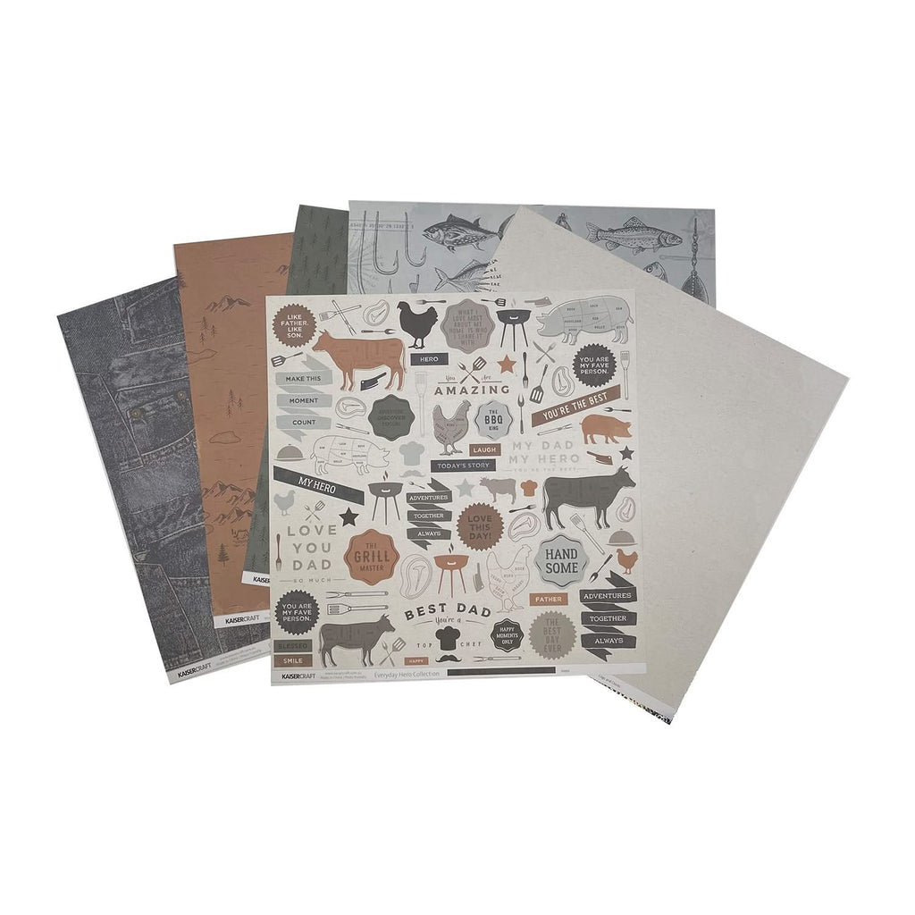 Kaisercraft 12"x 12" Paper Pack 12 Sheets with Bonus Sticker Sheet - E ...