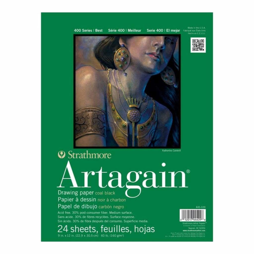 Black Drawing Paper Pad 9x12 – Strathmore Artagain 24 Sheets – CraftOnline