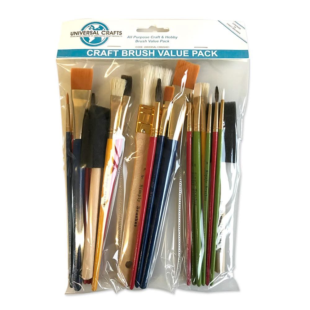 Universal Crafts - Assorted Brush Value Pack 25 Pack – CraftOnline